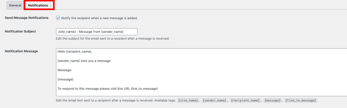 Notification Settings