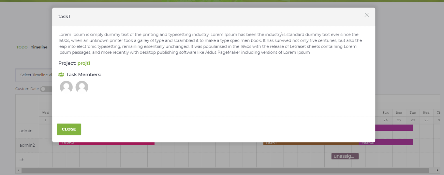 Displaying Task Info on a Popup