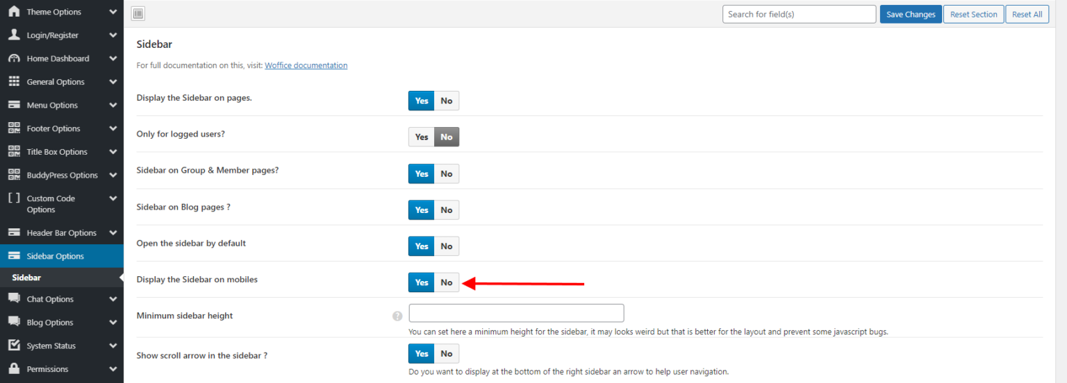 Display Right sidebar – Mobile Devices